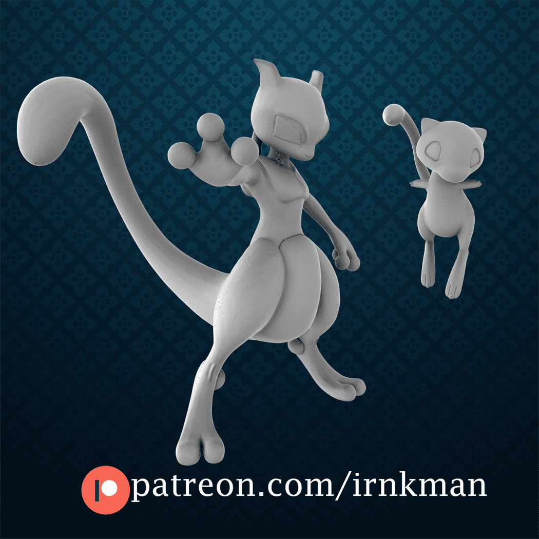 Mewtwo/mew pre-supported 35mm by RustyFuzzdoor | Download free STL ...
