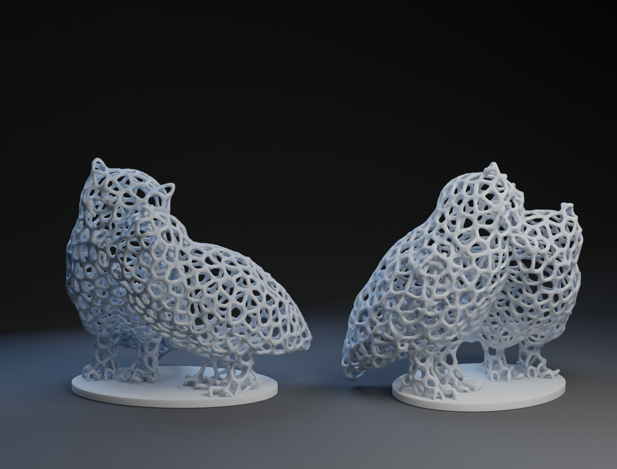 Voronoi Hugging Owls with Base by Peter Farell | Download free STL ...