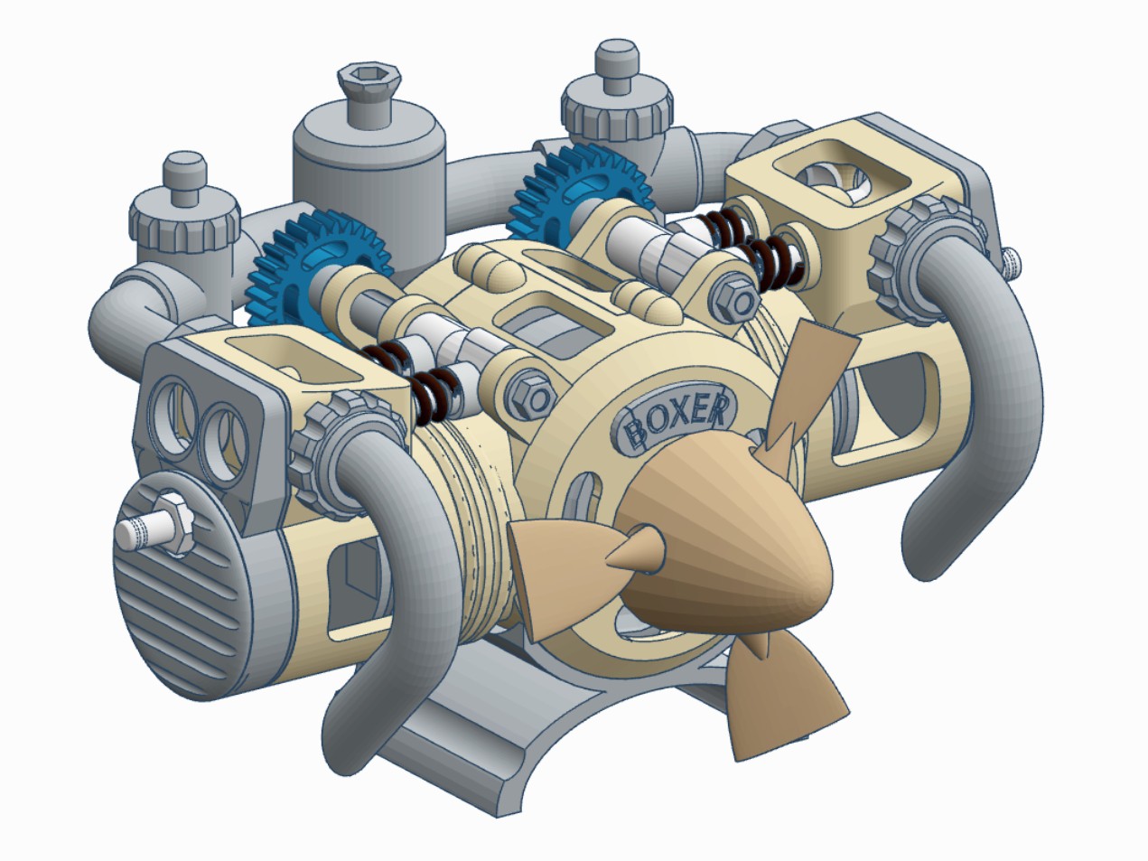 4 Stroke Flathead Boxer Engine by Bootjevaarder | Download free STL model | Printables.com