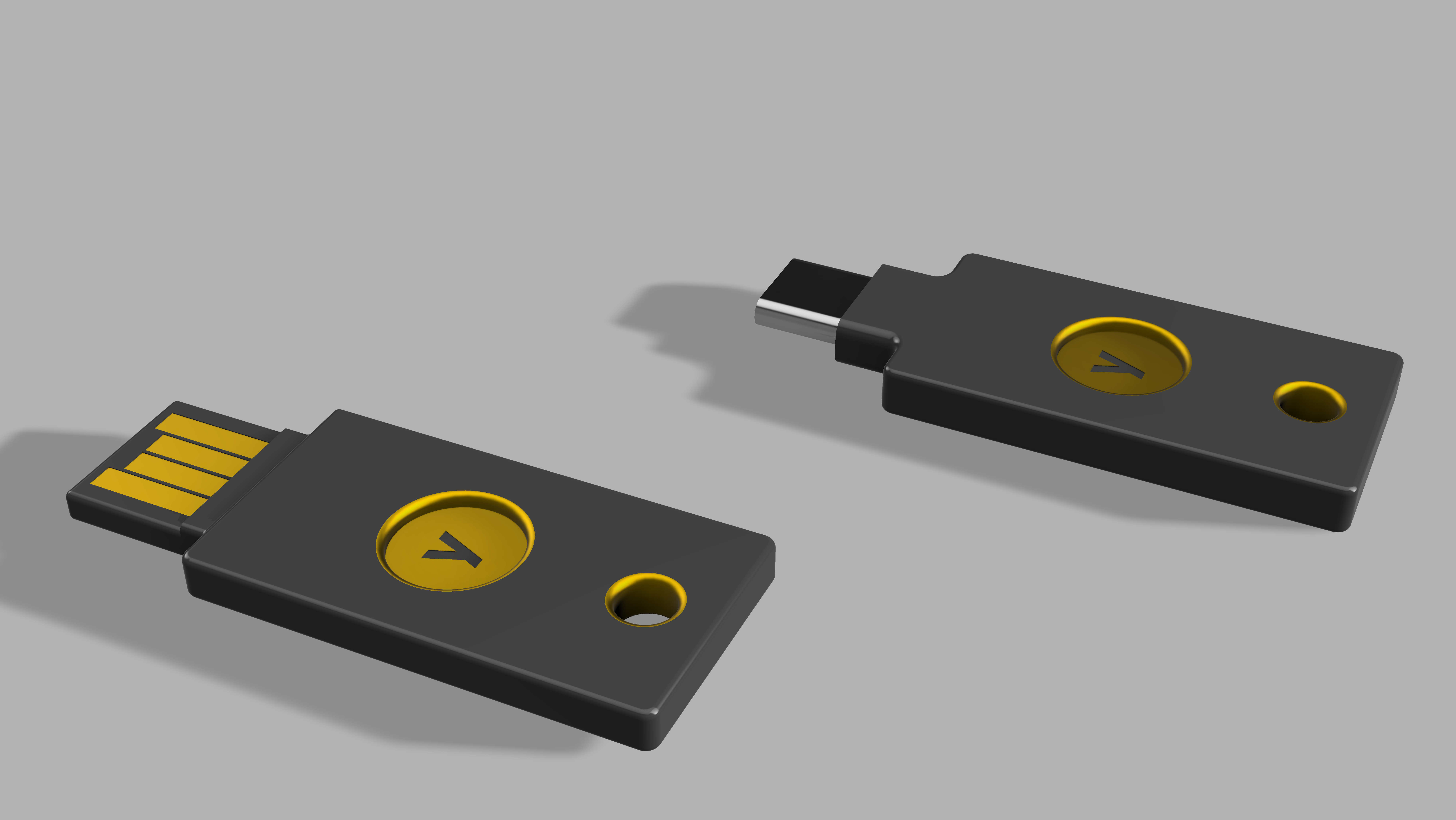 Yubico YubiKey 5 Series USBA & USBC 3D CAD Detailed Model .step by ...