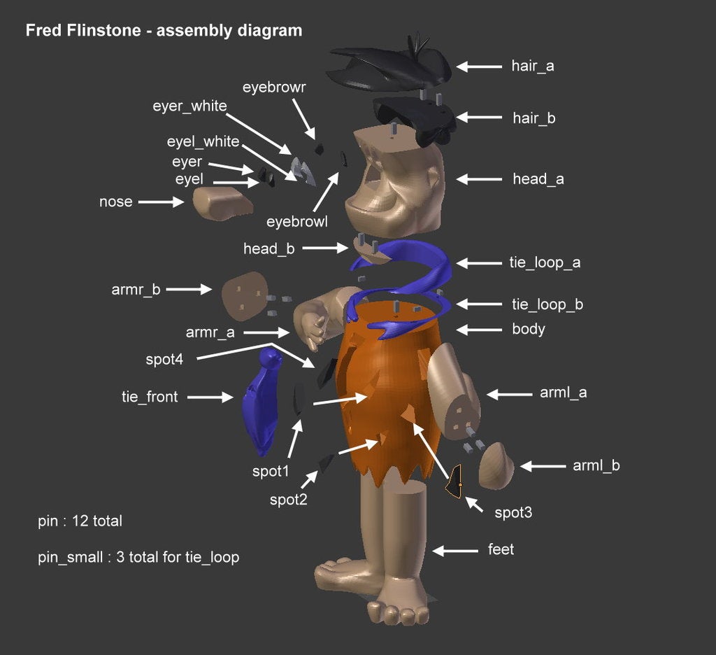 Fred Flintstone by reddadsteve | Download free STL model | Printables.com