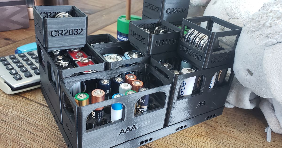 Definitive Collection of Battery Holders (Gridfinity, Stackable & Labelled) von xavierly ...