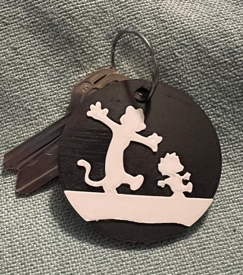 Calvin and Hobbes Log Walk Keychain by Al Makes Stuff | Download free ...