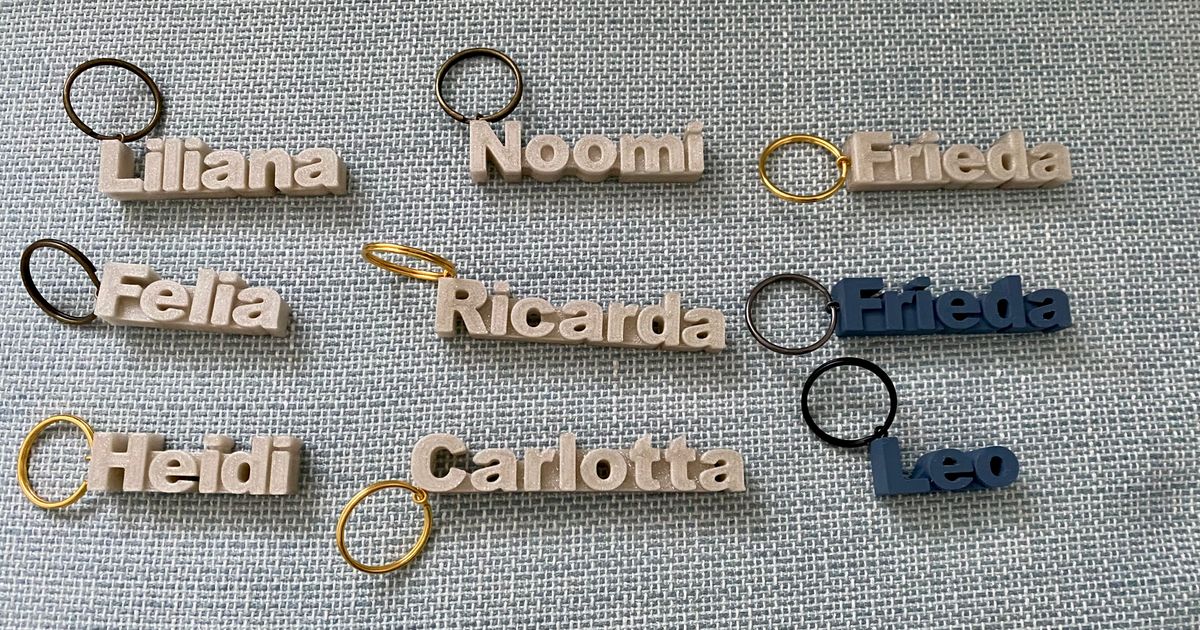 Keychain name tag (Carlotta, Emma, Felia, Frieda, Heidi, Liliana, Merle ...