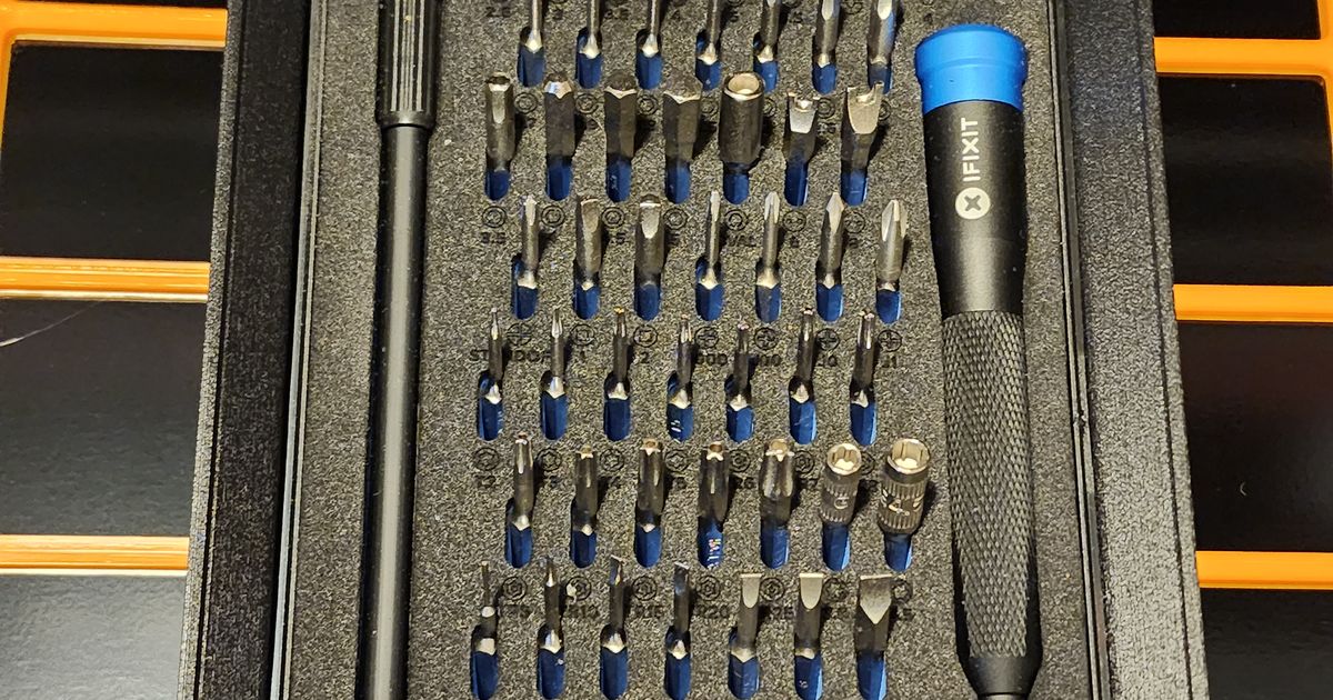 Gridfinity iFIXIT Mako Driver 64-bit Kit Adaptor Tray by Doak ...