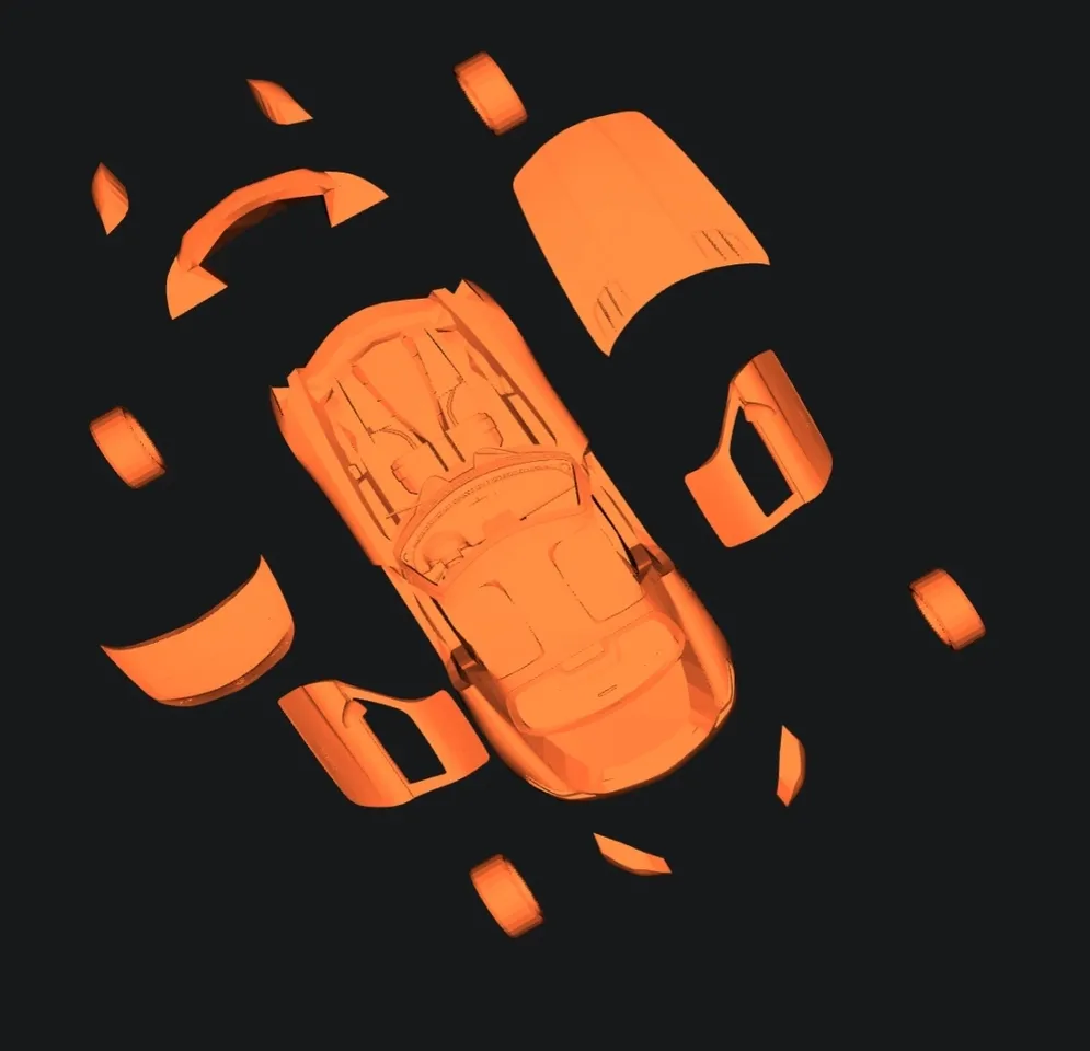 Car Overhead View Of Orange