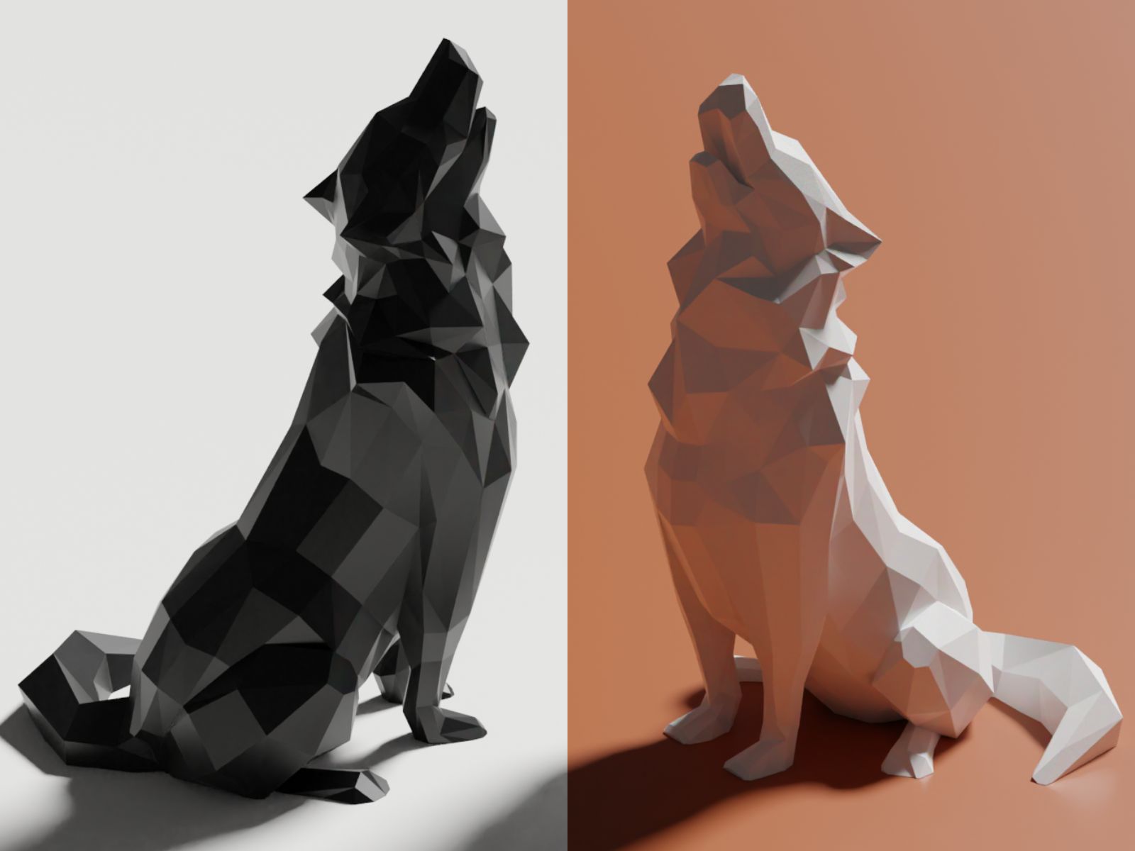 Low Poly Howling Wolf 2.0 (Decoration)(No Supports!) FIXED by Brett ...