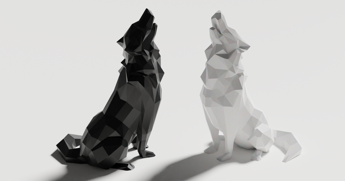 Low Poly Howling Wolf 2.0 (Decoration)(No Supports!) FIXED by BP ...
