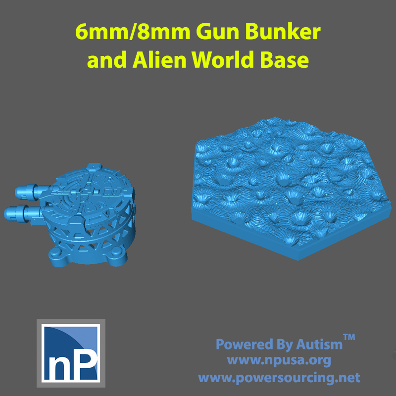 6mm/8mm Gun Emplacement and Alien Landscape Hex Base by np-dev ...