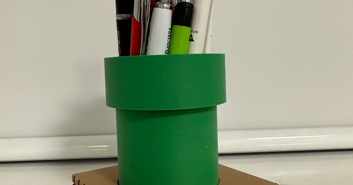 Mario Pipe Pen Holder (Easy Print) by Matt | Download free STL model ...