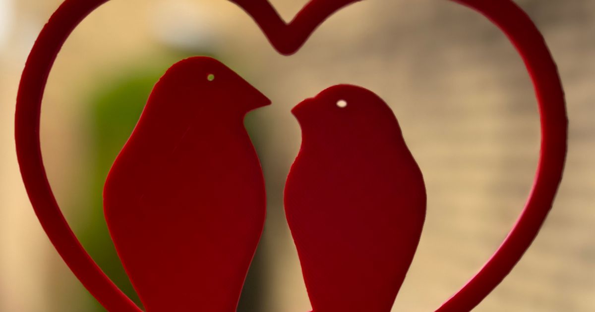 Love Birds Valentine Decoration Heart by Daniel | Download free STL ...