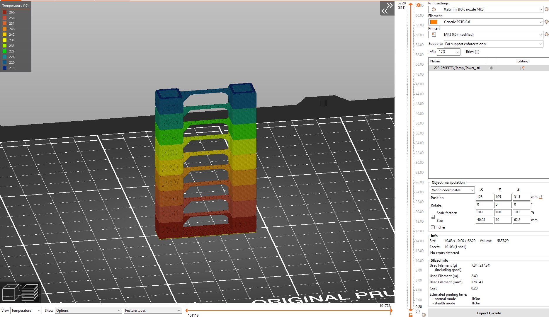Temperature Tower auto g-code insertion to set temps automatically - Tune PETG for no stringing ...