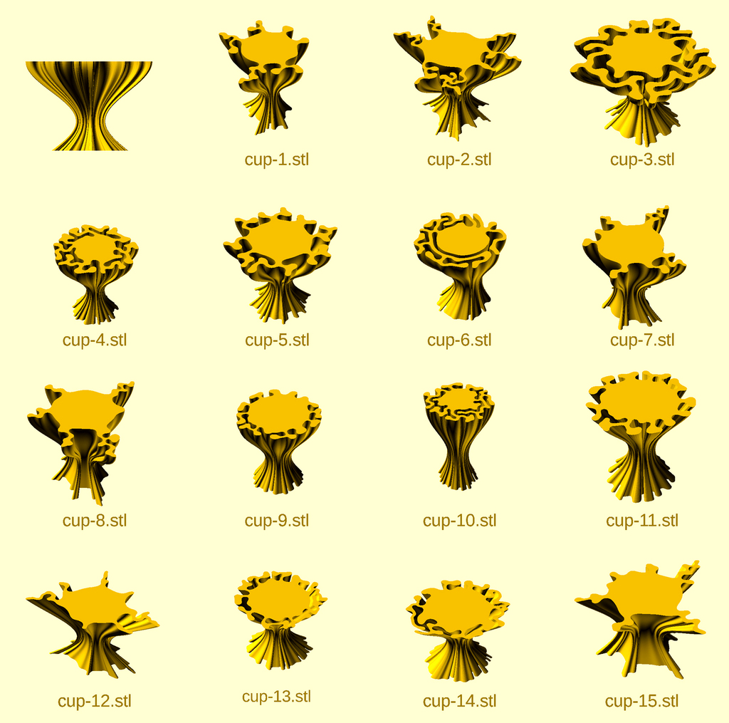 Wavy Cups Collection (15 files) by Fernando Jerez | Download free STL ...