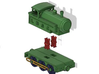 Mini Toy Steam Train, moving side-rods, SNAP TOGETHER, NO SUPPORTS ...