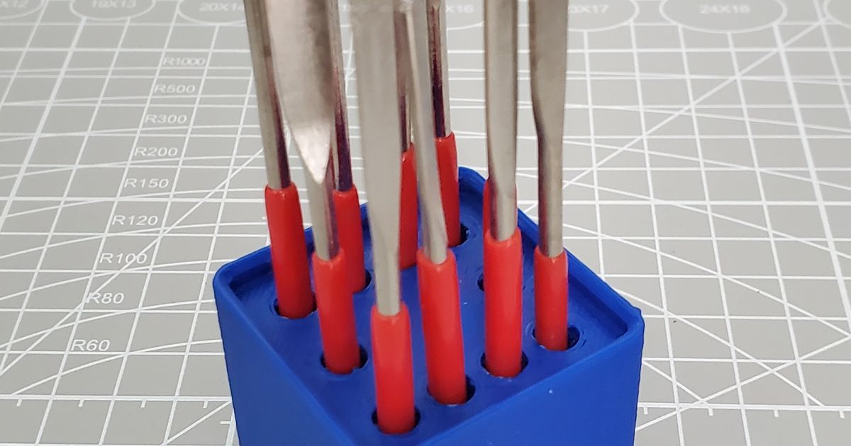 Gridfinity Bin (1x1) for Diamond File Set w/6mm holes by Tripod Tech | Download free STL model ...