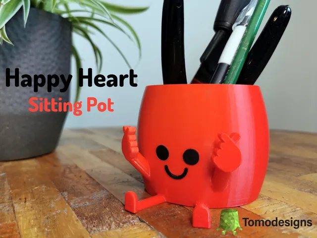 Happy Heart Sitting Pot by TomoDesigns | Download free STL model ...