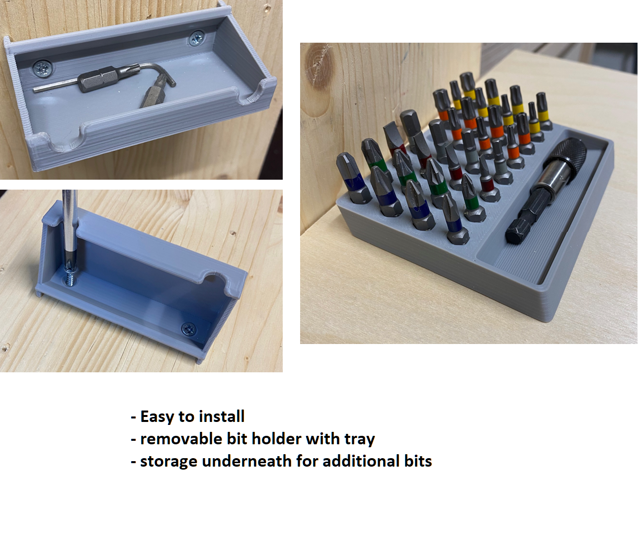 Hex Bit Holder (removable) by Woodenti | Download free STL model ...