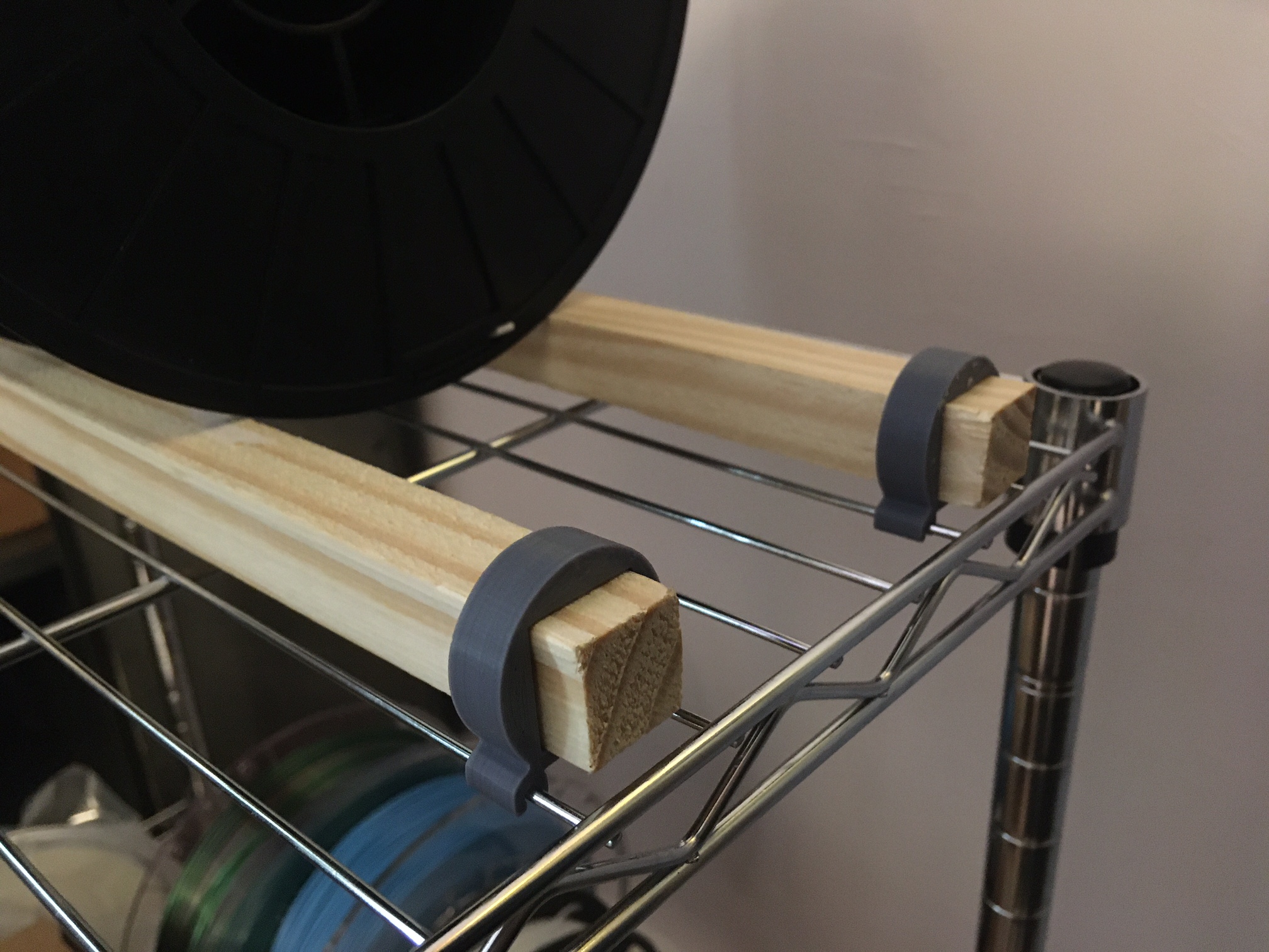 Square bar filament spool rack bracket for wire shelves by Emmett ...