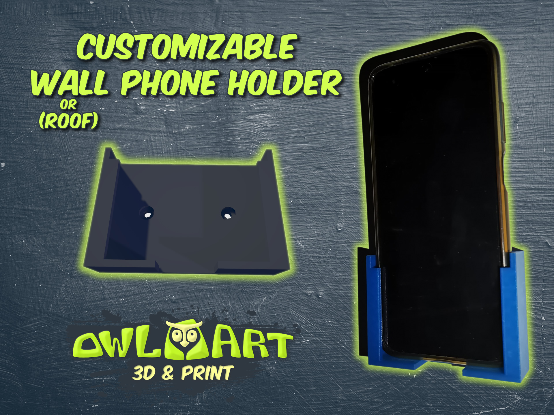 Customizable Wall Mobile Phone Holder by OwL Art | Download free STL ...