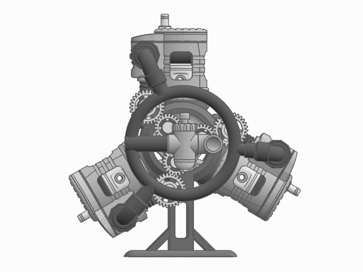 3 Cylinder Radial Engine by Bootjevaarder | Download free STL model ...