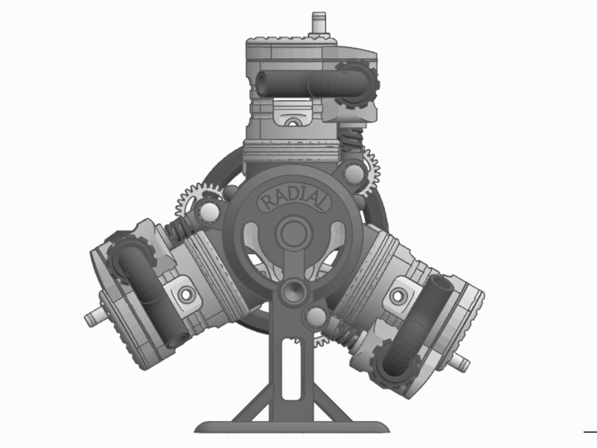 3 Cylinder Radial Engine by Bootjevaarder | Download free STL model ...