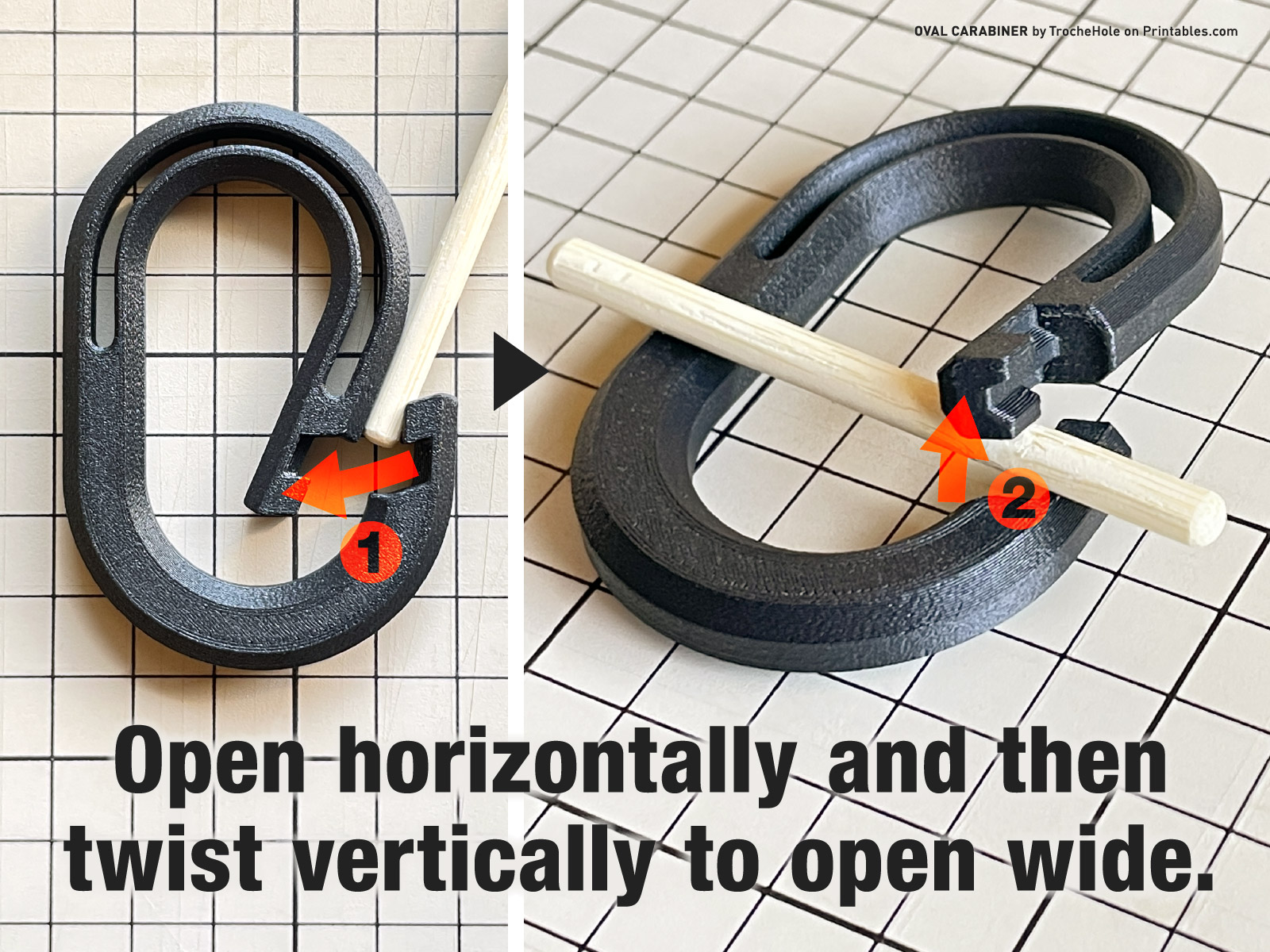 Oval Carabiner (7 sizes) by TrocheHole | Download free STL model ...