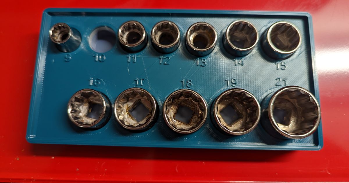 Gridfinity - Craftsman 3/8 inch drive 12 point metric socket organizer ...