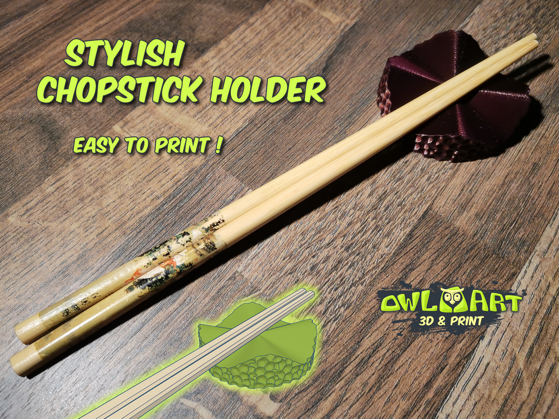 Stylish Chopstick Holder by OwL Art | Download free STL model ...