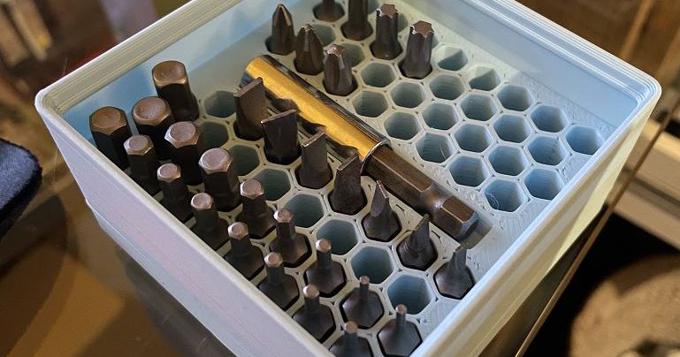 Gridfinity 2x2 screwdriver hex bit holder stackable version por Jake ...