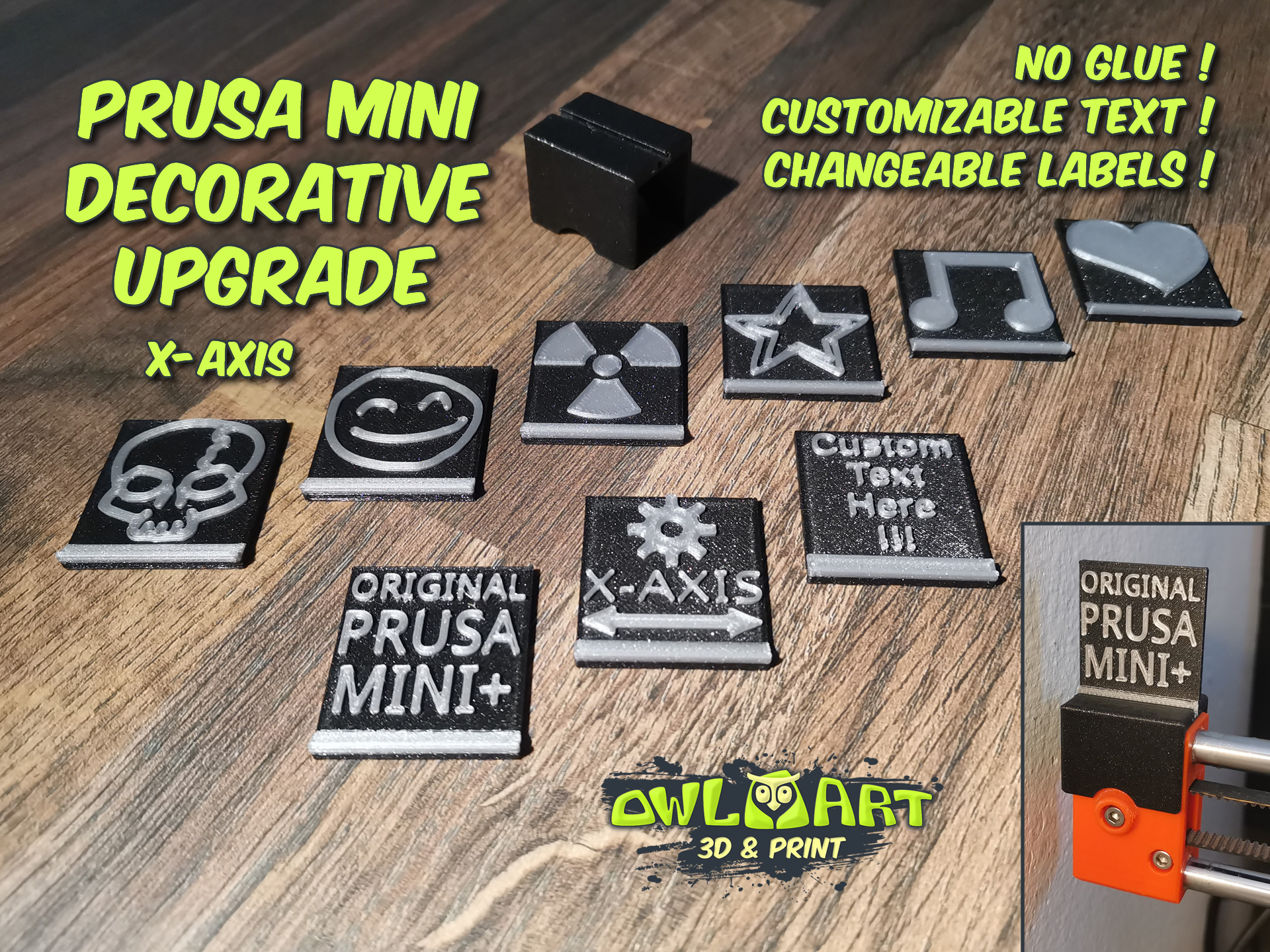 Prusa MINI Decorative Upgrade (X-Axis Labels) by OwL Art | Download ...