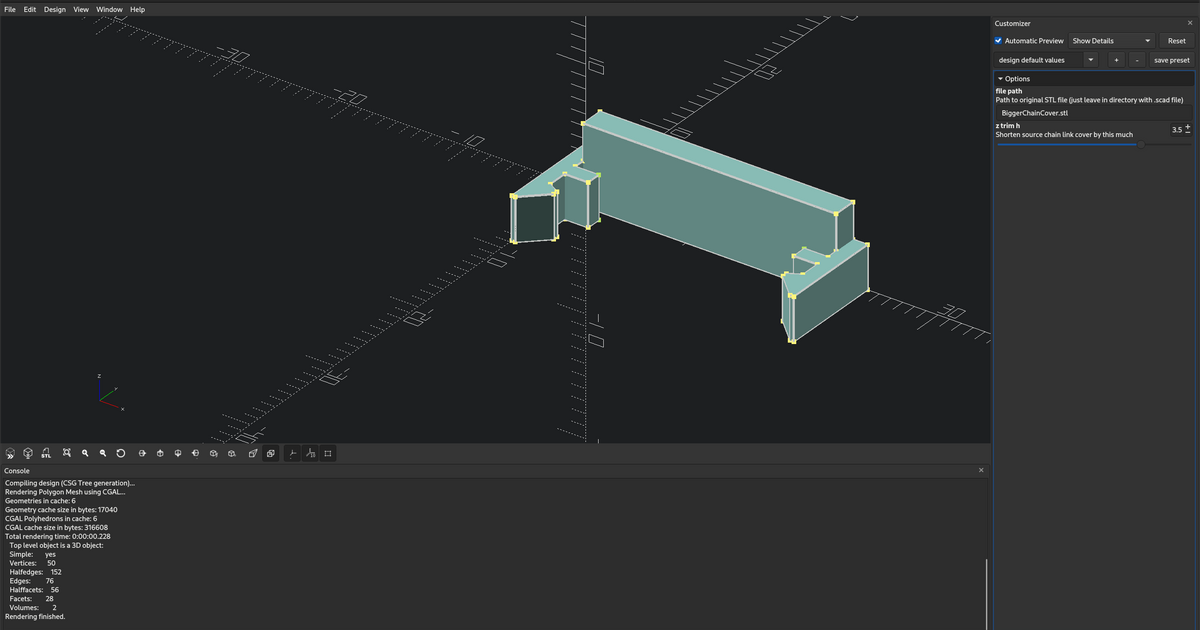 Larger Cable Chain Clips for Thicker Cables / Fasteners - OpenSCAD by ...