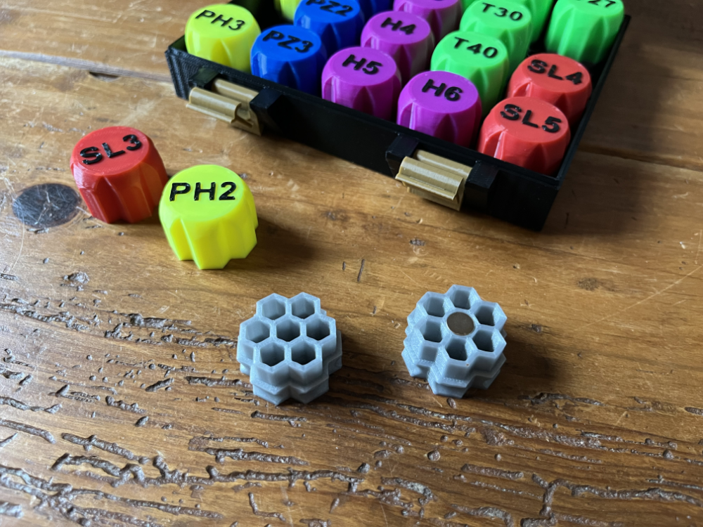 Hex bit organizer with containers - Add your own labels with ...