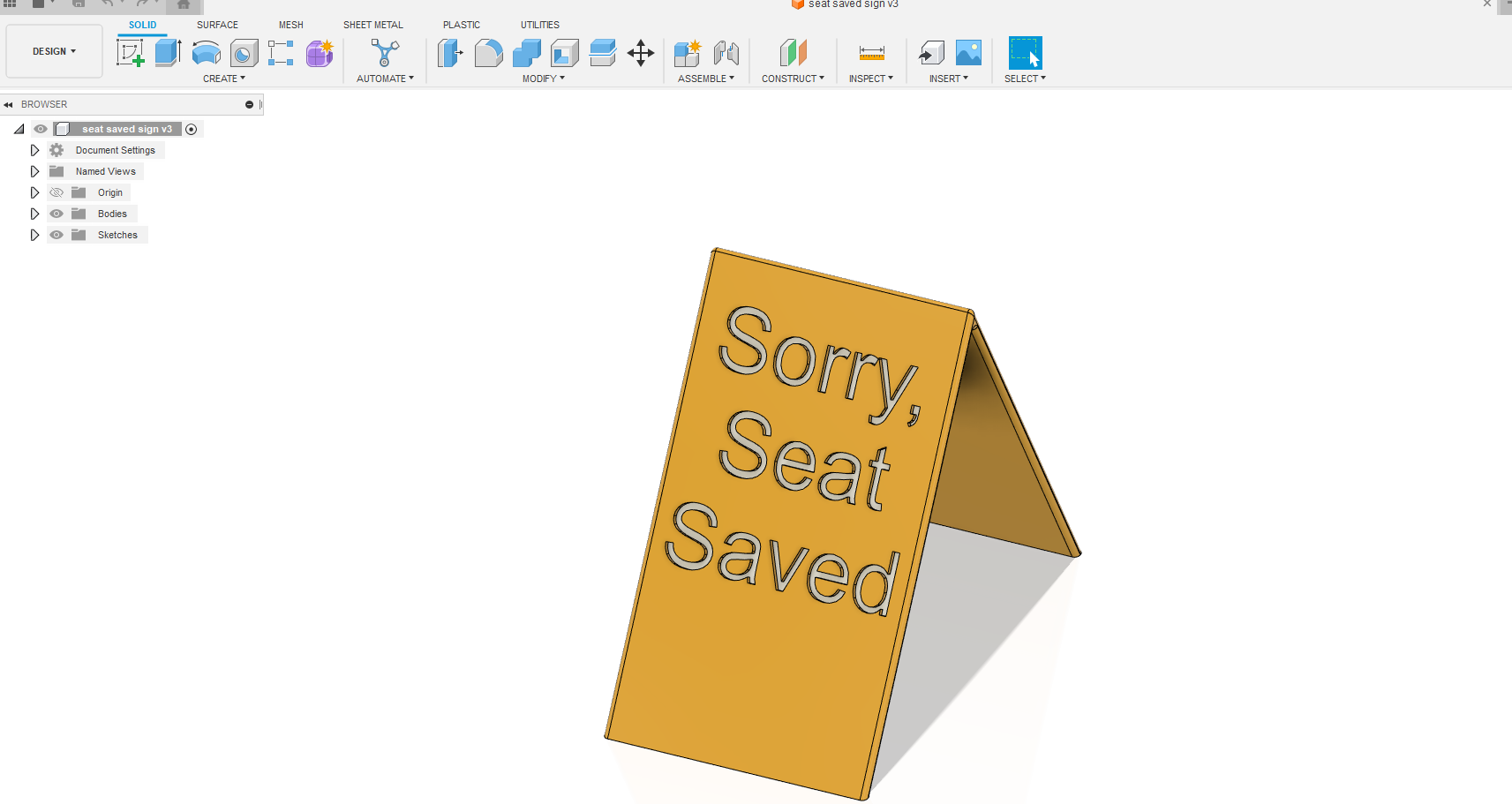 Seat saved sign by C.Wyatt | Wyatt Industries | Download free STL model ...