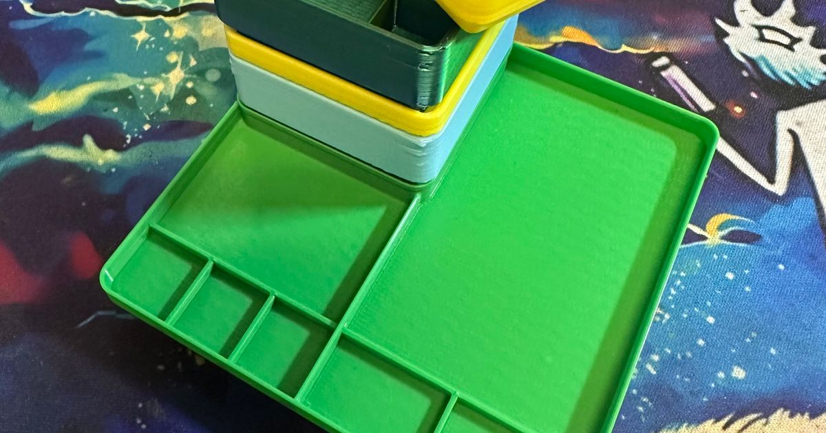 Gridfinity Big/Small Parts Tray W/ Removable 1x1 Screw Bin & Stackable Lid by TailS MeDiA ...