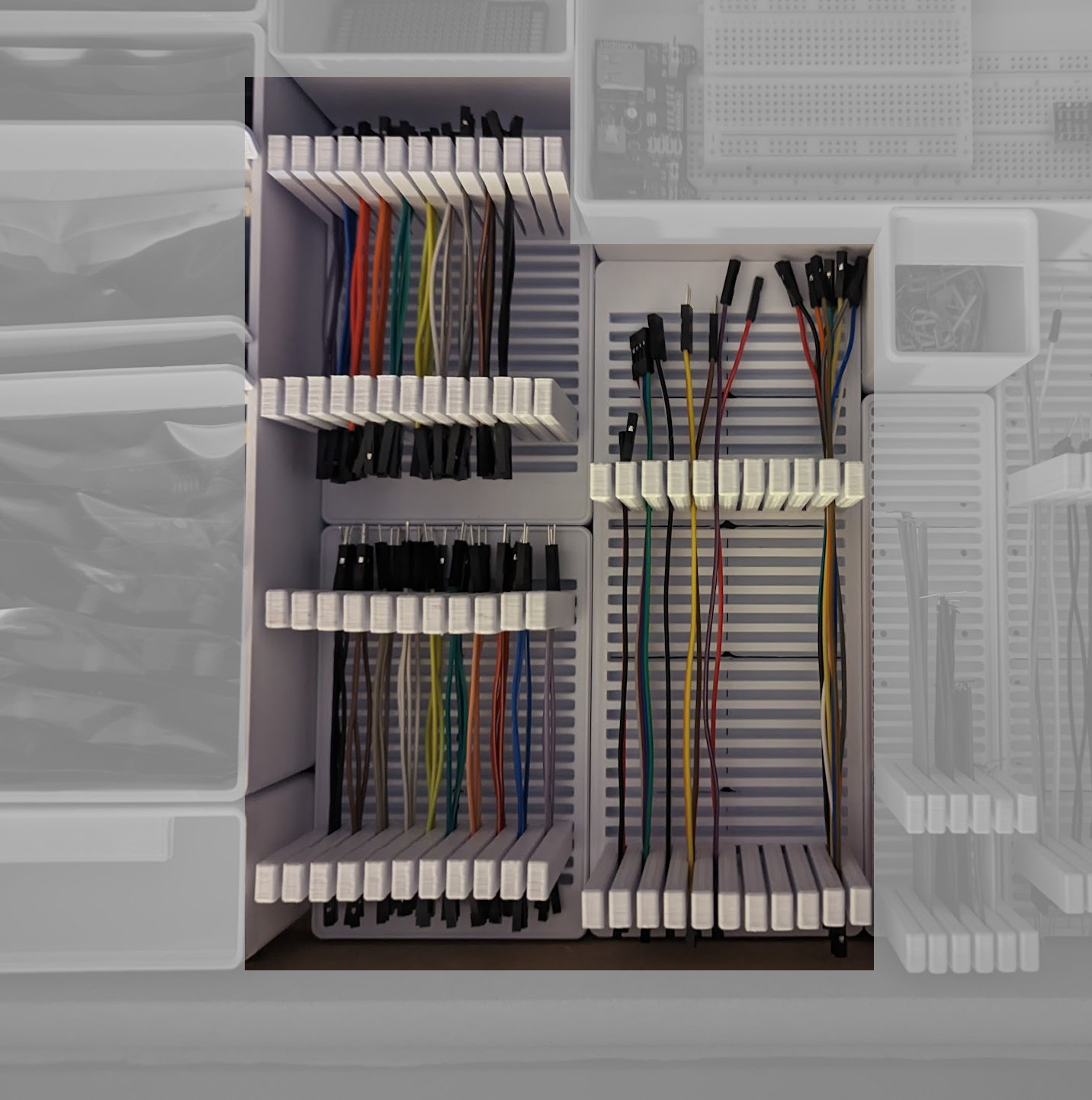 Gridfinity wide, variable length jumper wire organizer by Barebaric ...