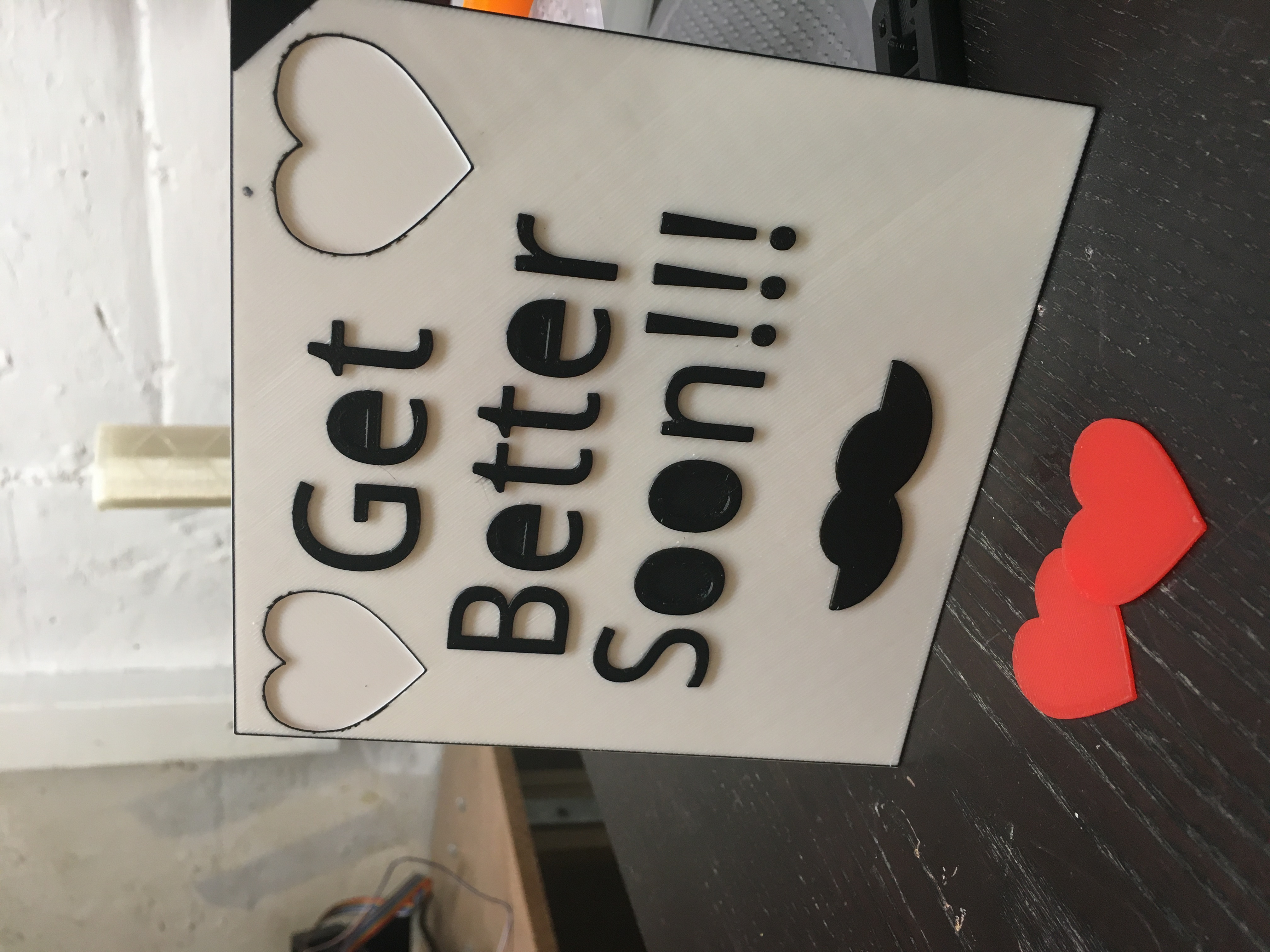 Get Better Soon Signage With Hearts and Mustache (Single Color printers ...