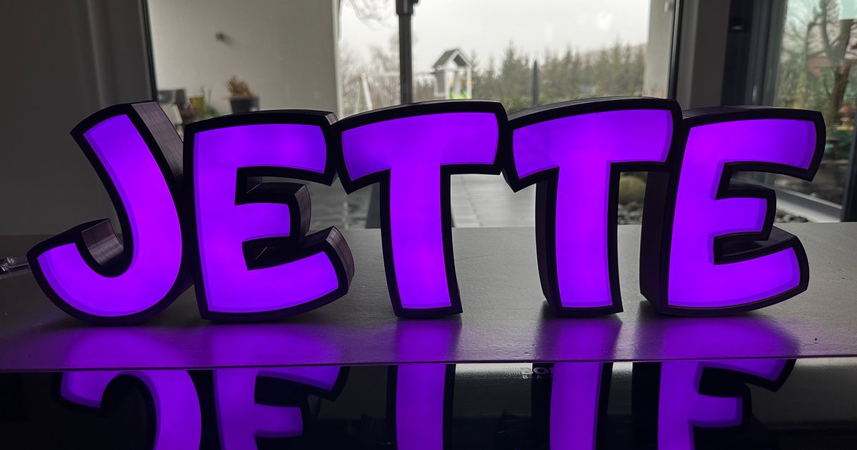 "JETTE" LED- Namenslampe by T-D3SIGN | Download free STL model ...
