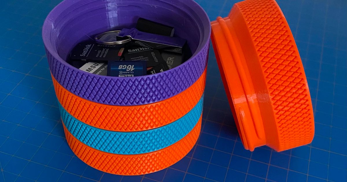 Knurled Container Modular Threaded Stackable by TinkrMakr | Download ...