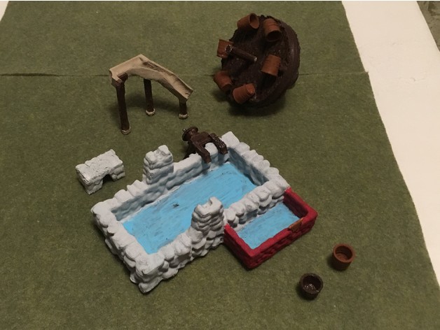 Miniature Waterwheel with Well by Melabam | Download free STL model ...