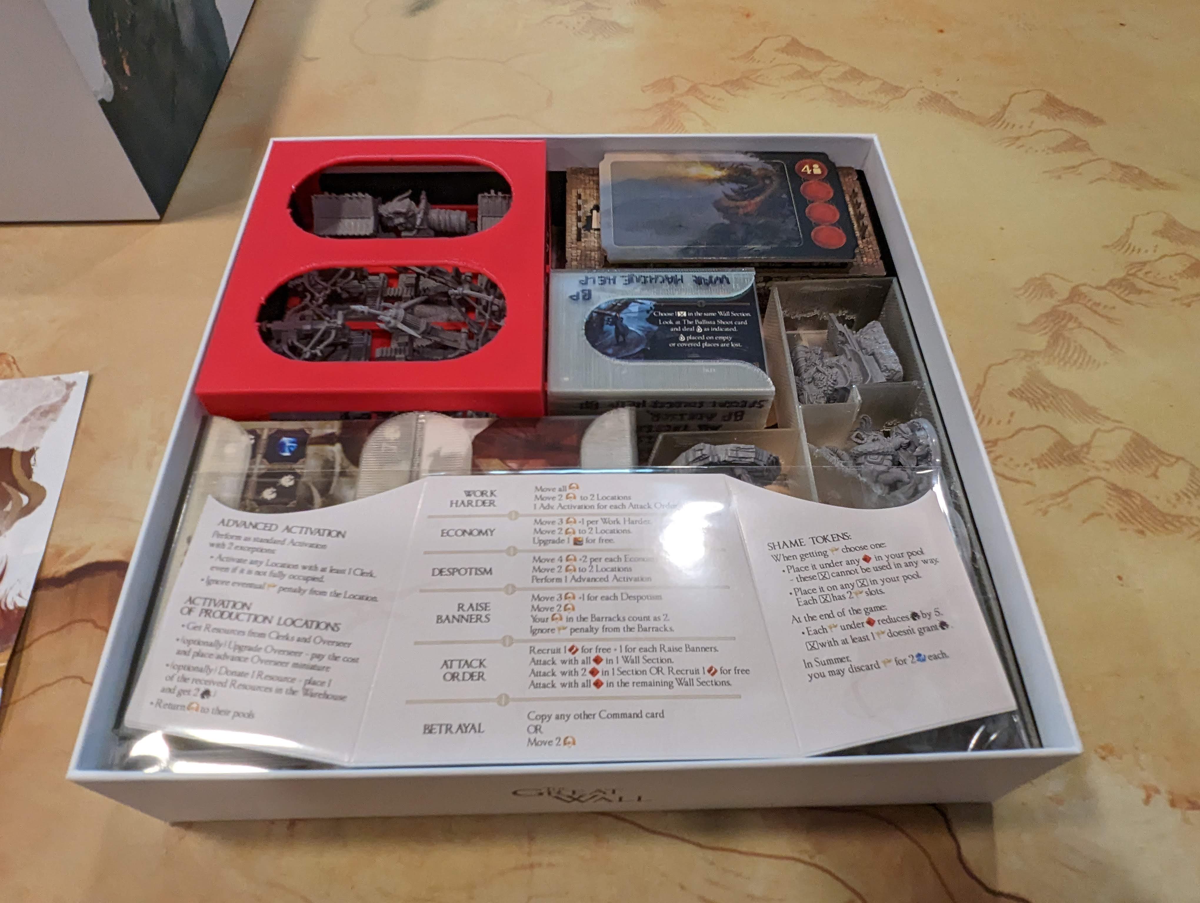 The Great Wall board game insert / organizer with sleeved cards ...