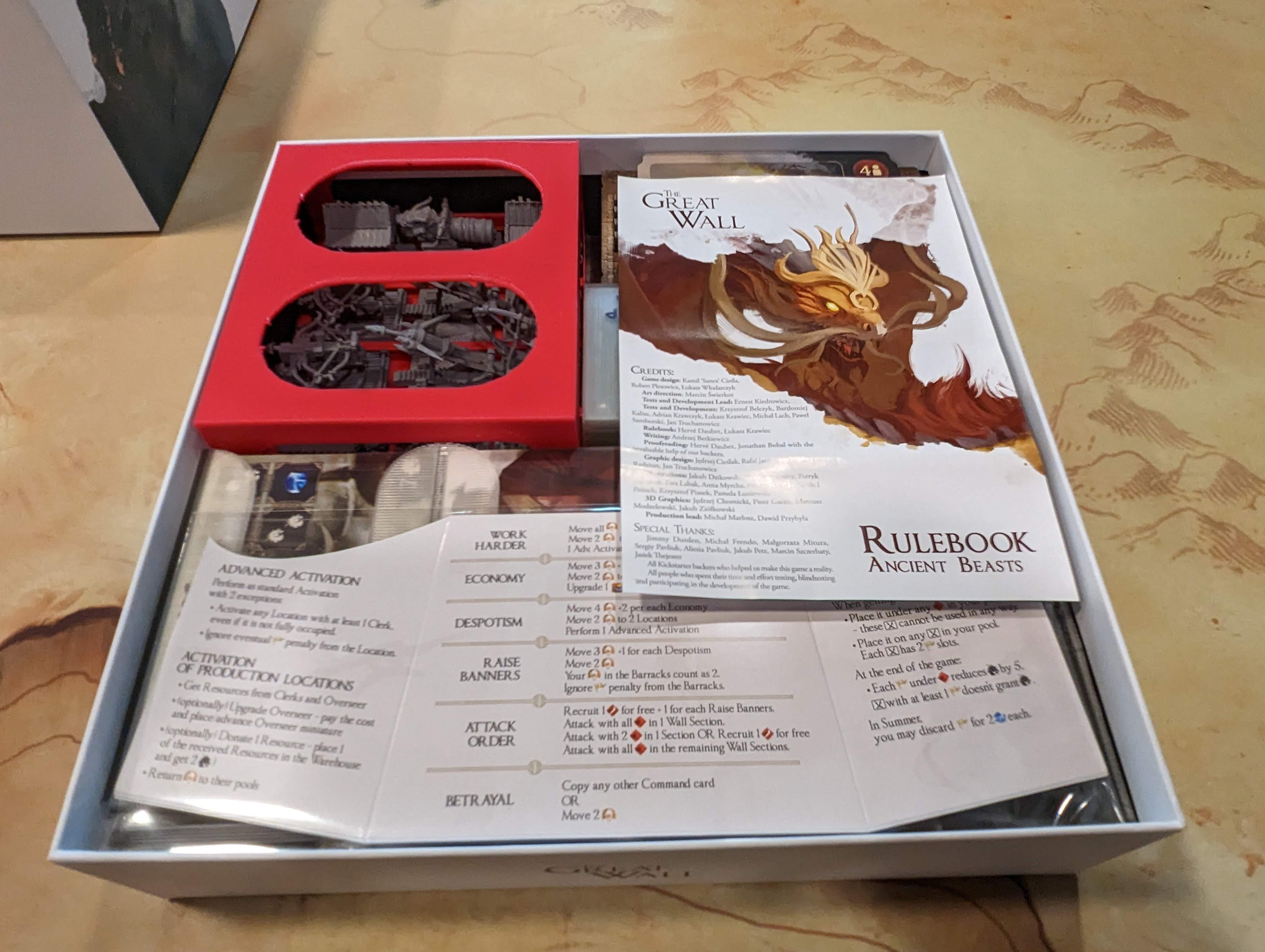 The Great Wall board game insert / organizer with sleeved cards ...