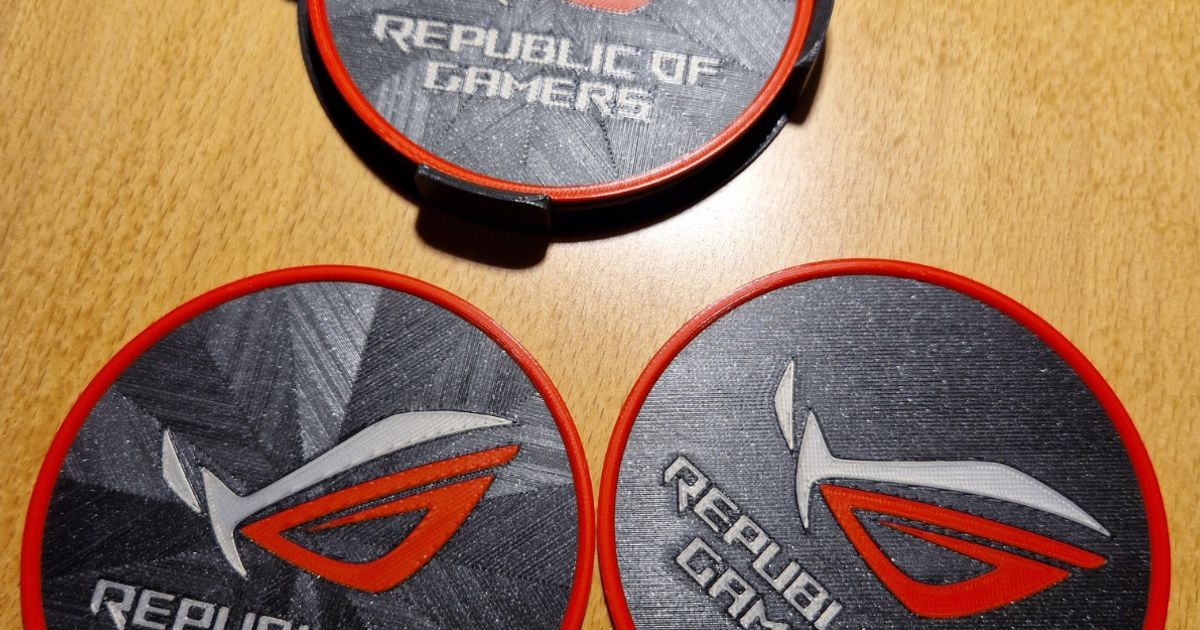 ROG Coaster, with coaster holder. by echo | Download free STL model ...