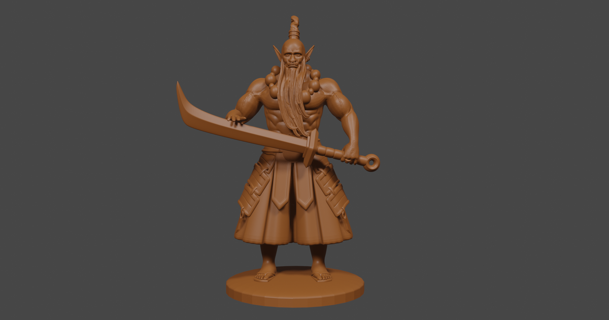 Warcraft inspired, Samuro / Orc Blademaster, Tabletop DnD miniature por ...