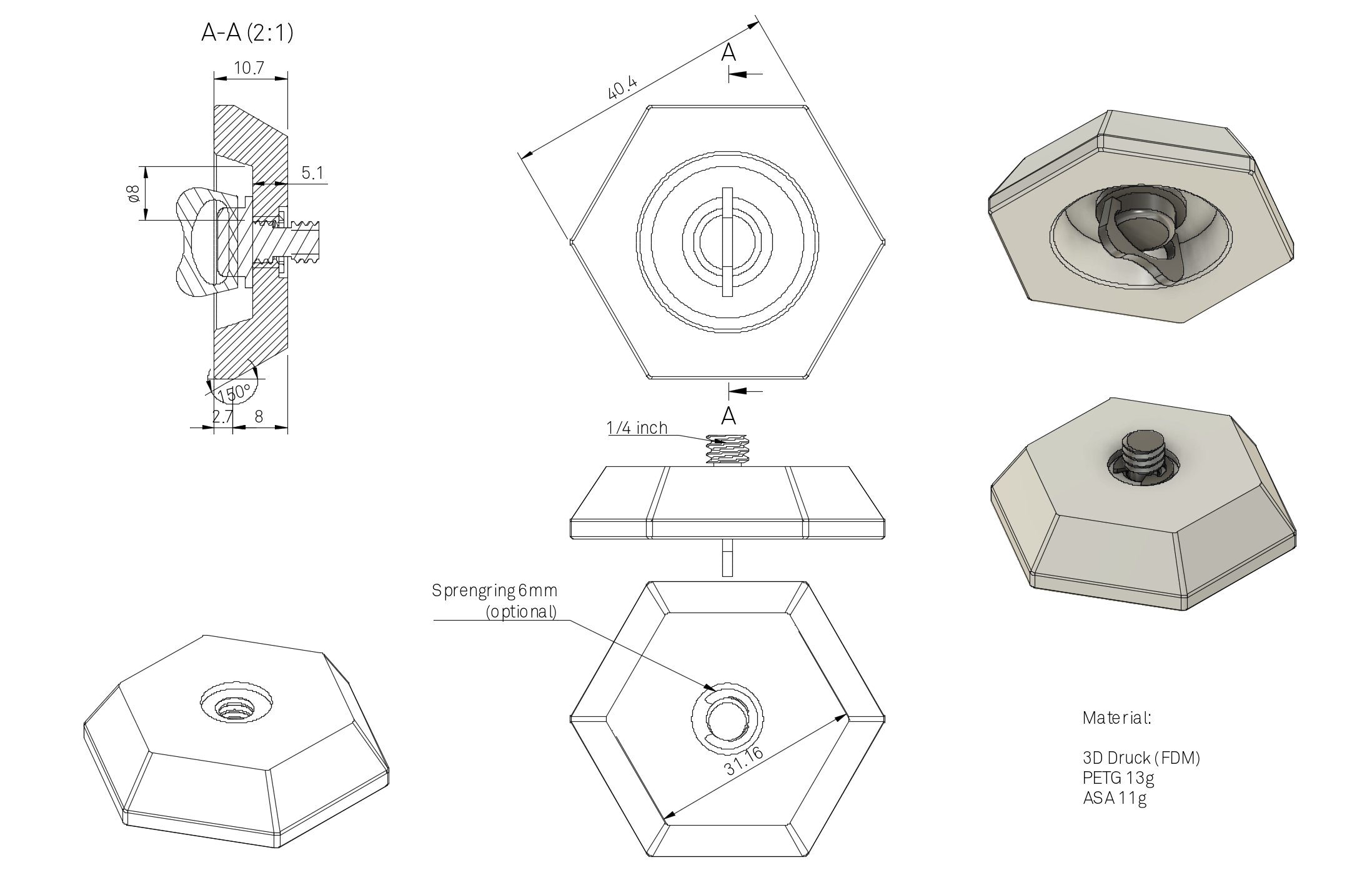 Hexagonal Quick Release Plate (Manfrotto) by cewo | Download free STL ...