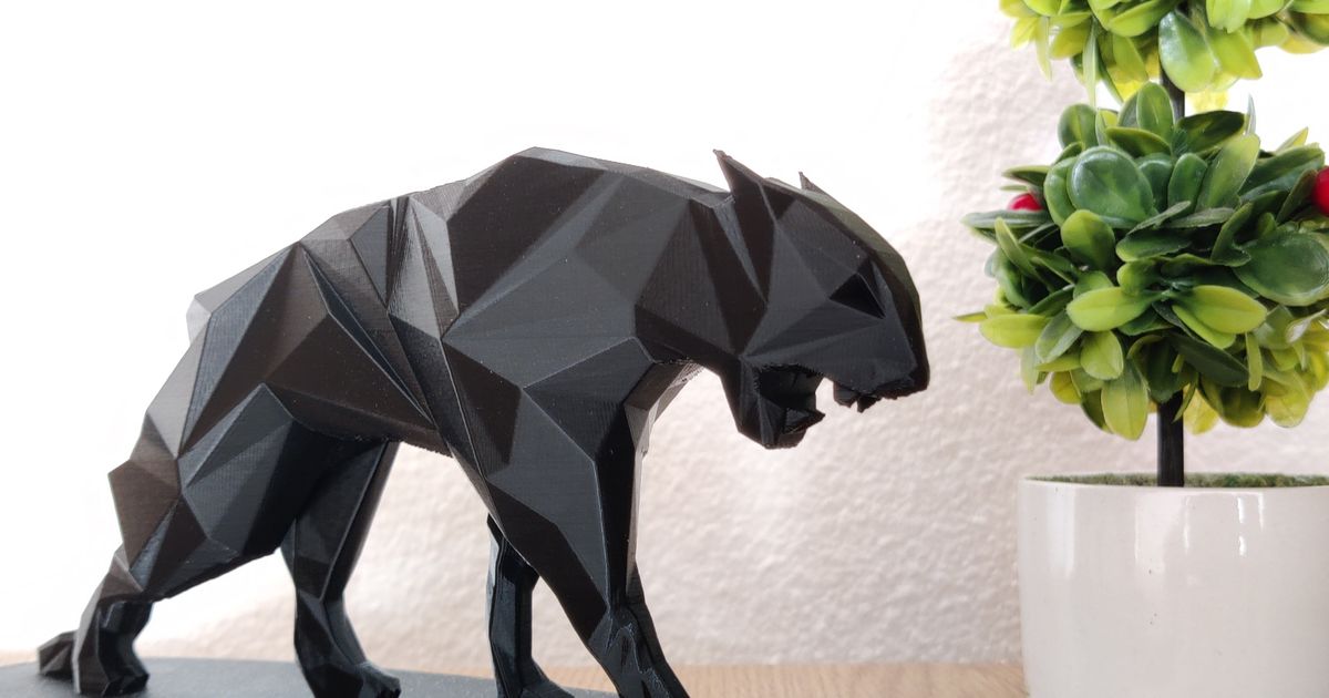Low Poly Panther Statuette with a base by Tony Borisov™ | Download free ...