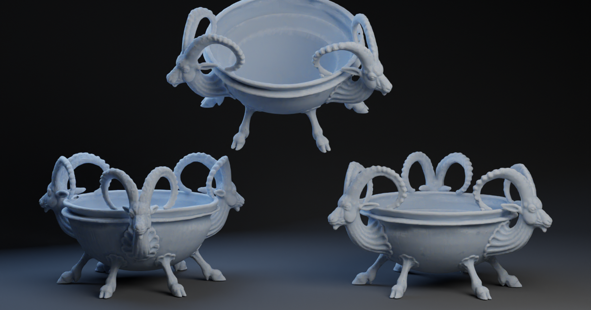 3 Rams Flower Pot by Peter Farell | Download free STL model ...