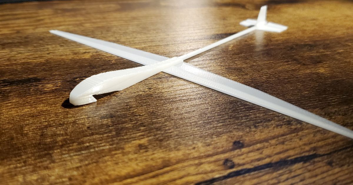 Stable glider V7a + Notch for rubber band launch (35m+ range) (input ...