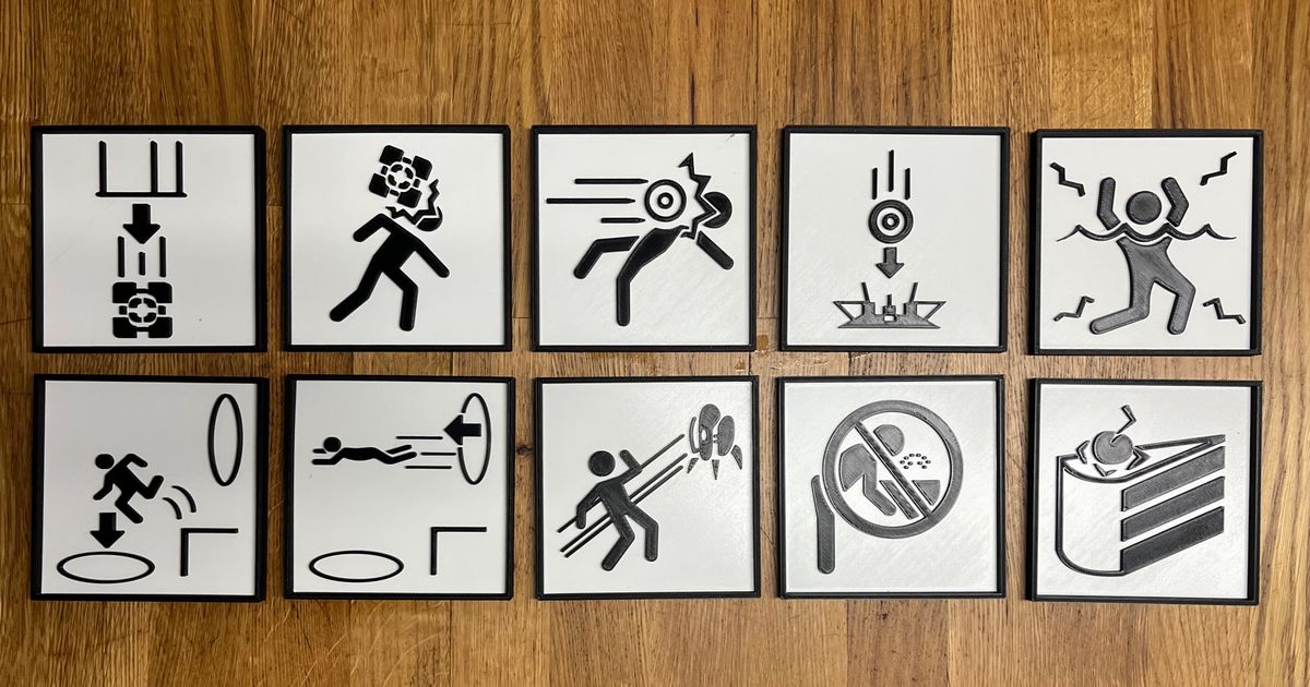 Portal - Level Warning Plaques by MiDankies Designs | Download free STL ...