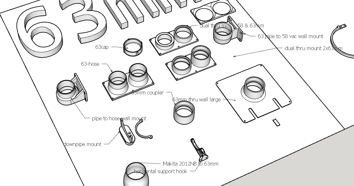 63mm dust extraction adapters by remington | Download free STL model ...