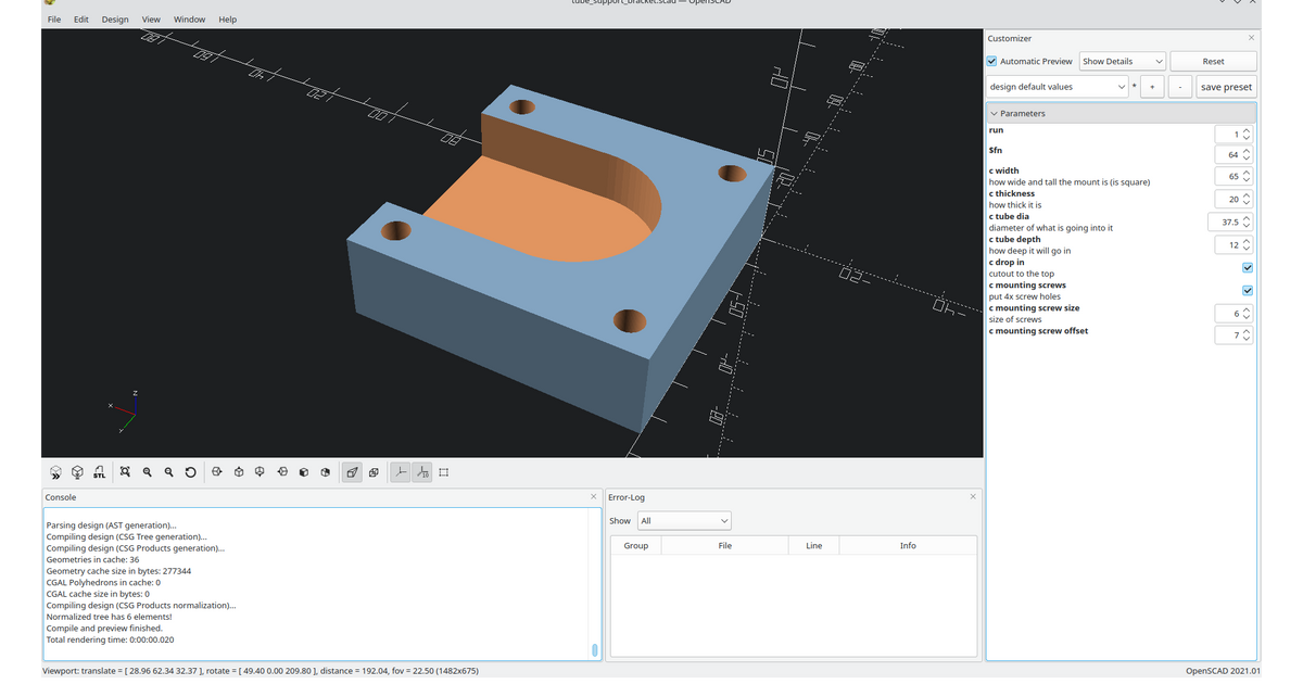 support bracket (scad) by Technobug | Download free STL model | Printables.com